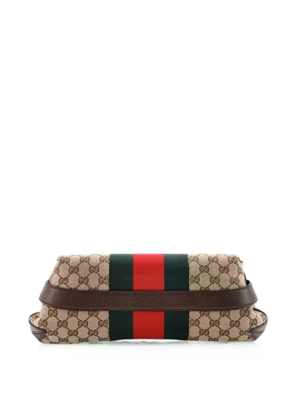 Gucci Horsebit Nm Web Chain Clutch Gg Canvas Medium Shoulder Bag - Brown