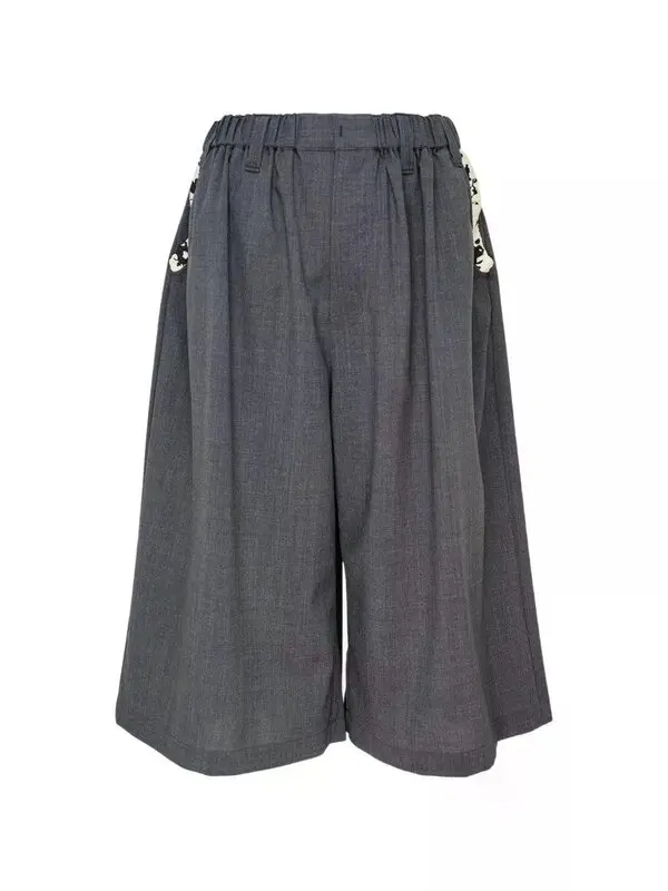 RENLI SU Embroidered-trim Wide-leg Trousers - Grey