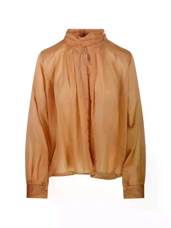 FORTE_FORTE Mock-neck Gathered Blouse - Orange