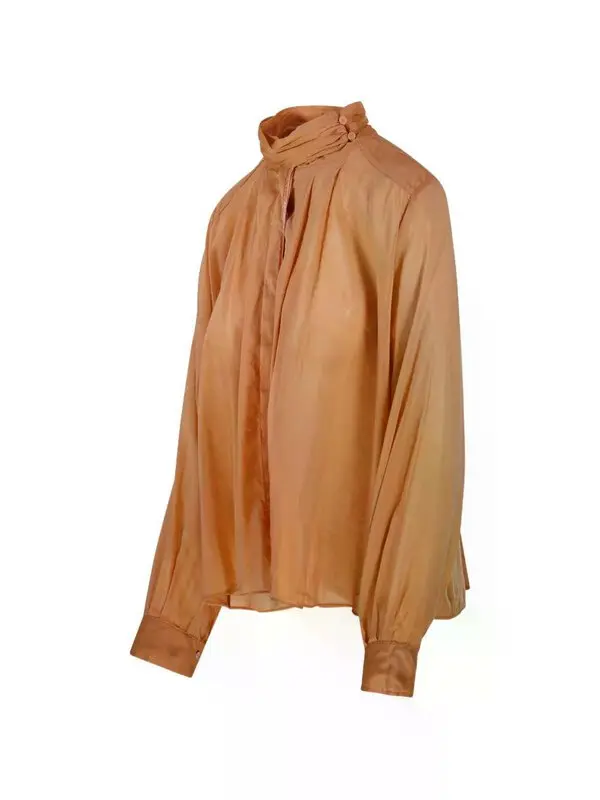 FORTE_FORTE Mock-neck Gathered Blouse