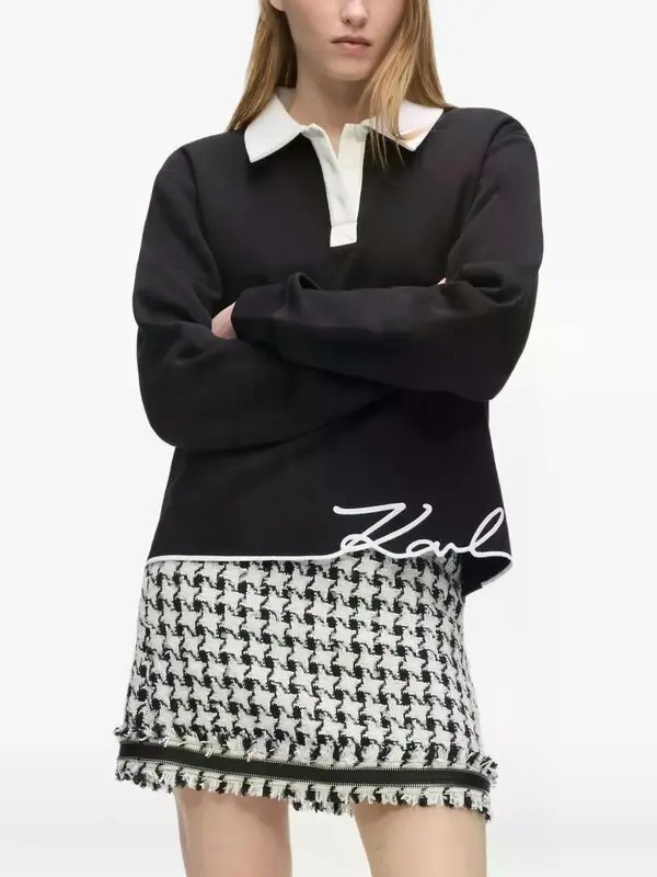 Karl Lagerfeld Signature Polo Sweatshirt - Black