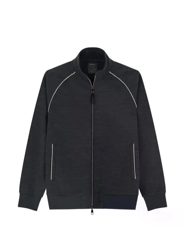 Boggi Milano Full-zip Sweatshirt In Wool-blend Diagonal - Grey