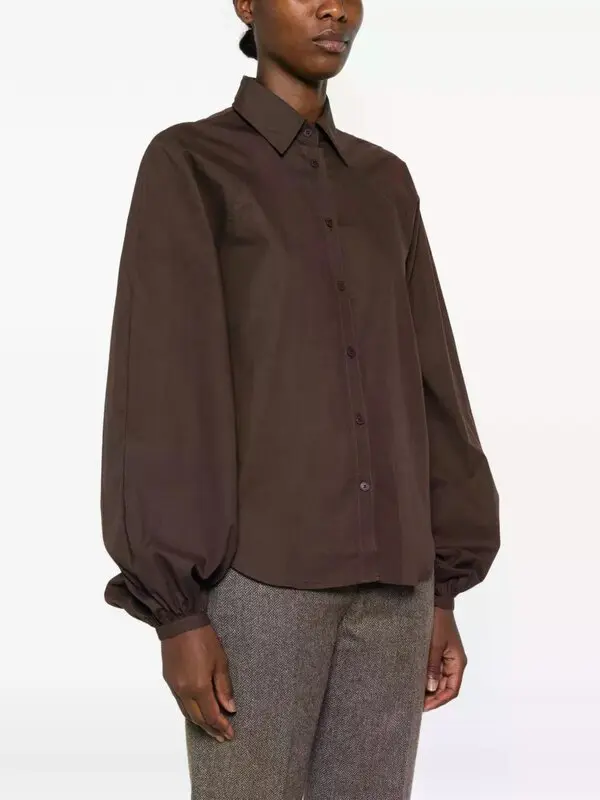 Closed Balloon Sleeve Shirt - Brown