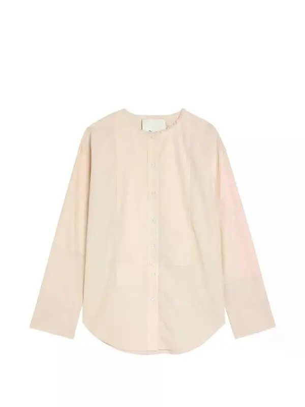 3.1 Phillip Lim Collarless Panelled Frayed-edge Shirt - Neutrals