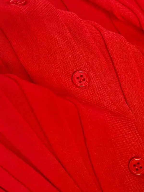 Staud Ezra Ribbed-knit V-neck Cardigan - Red