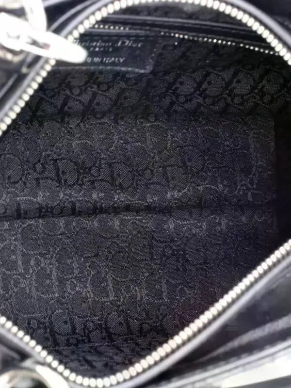 Dior Lady Bag Cannage Quilt Lambskin Medium Satchel - Black