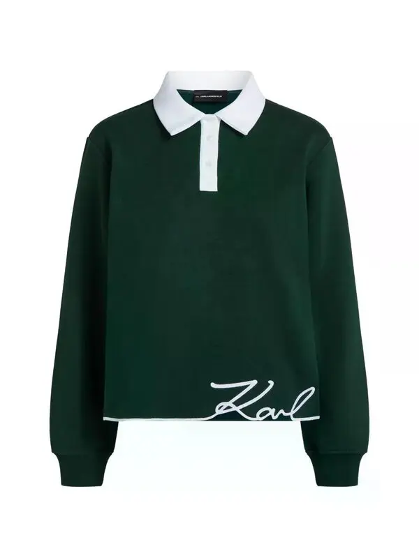 Karl Lagerfeld Signature Polo Sweatshirt - Green