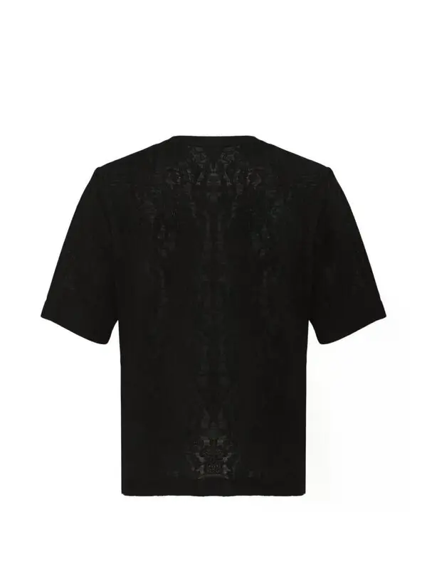 RENLI SU Lace-patterned T-shirt With Bow Detail