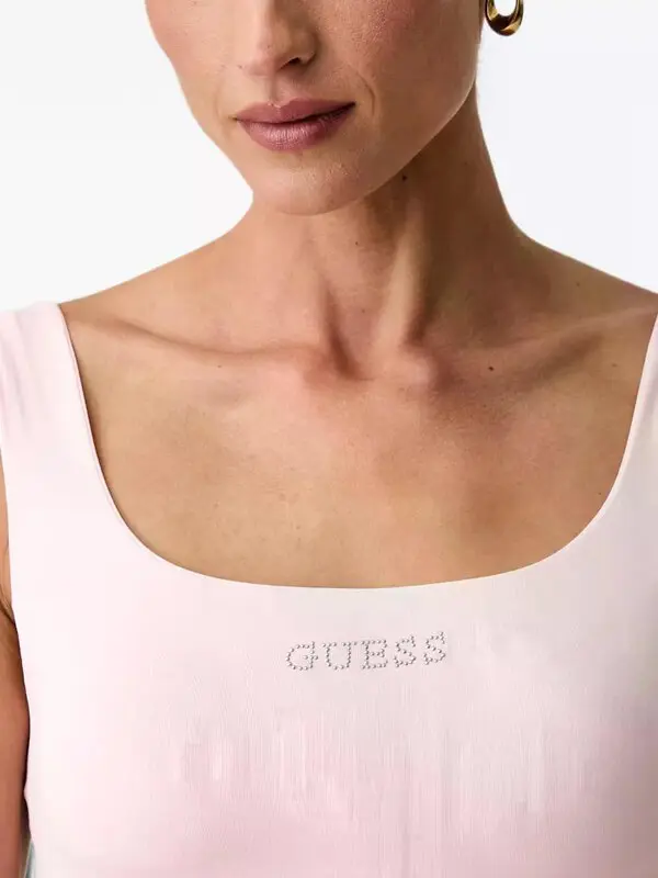 Guess Logo-embellished Scoop-neck Mini Dress