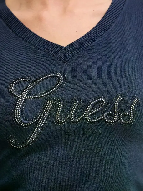 Guess Crystal-embellished Logo-print Sweater