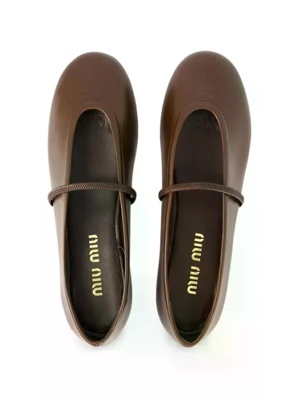 Miu Miu Elasticated-strap Leather Ballet Flats