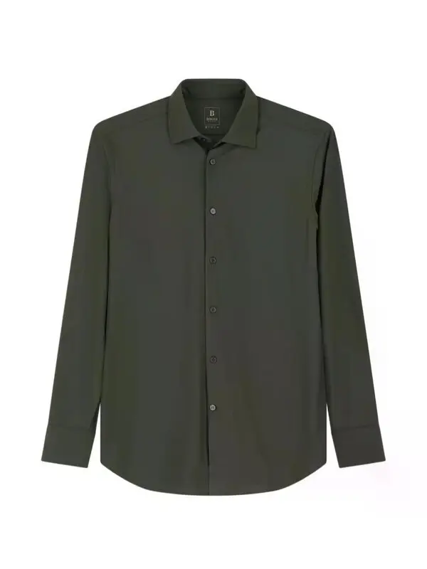 Boggi Milano Shirt In Stretch-nylon B Tech Slim Fit - Green