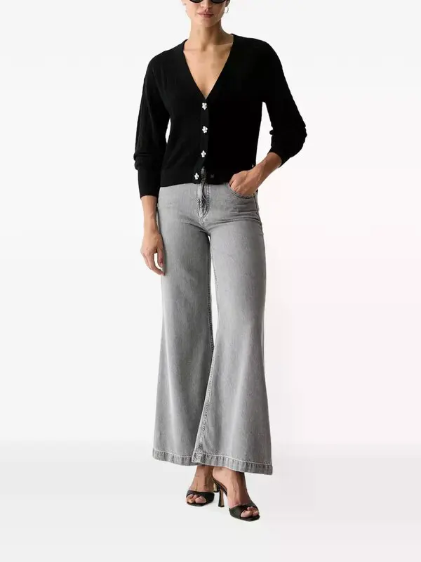 Guess Flower-button Pointelle-knit Cardigan