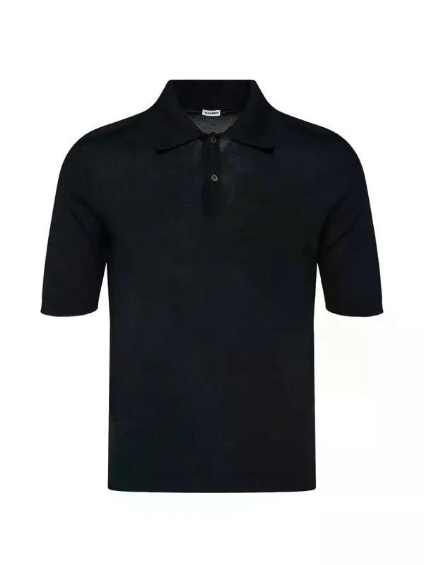 JIL SANDER Short-sleeve Knitted Polo Shirt - Black