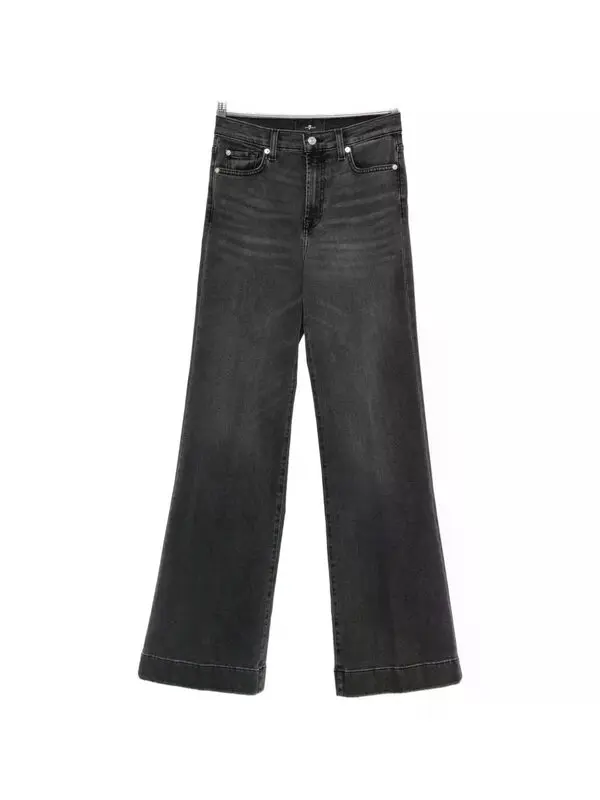 7 For All Mankind Modern Dojo Faded-effect Wide-leg Jeans - Black