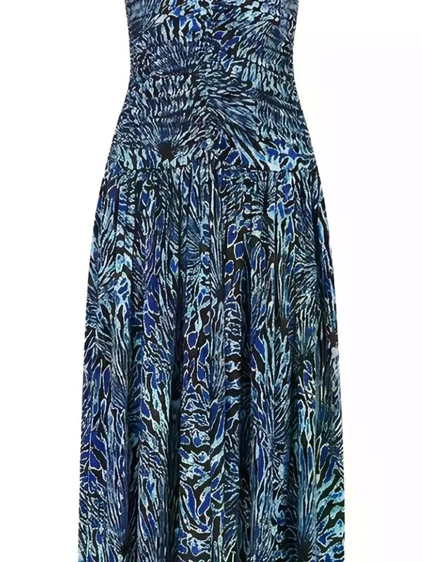 Ulla Johnson Arda Ruched Jersey Dress - Blue