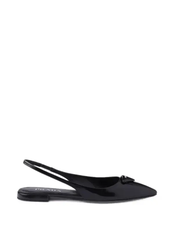 Prada Brushed Leather Ballerina Slingbacks - Black