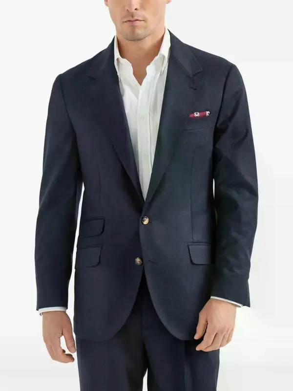 Brunello Cucinelli Virgin Wool Flannel Deconstructed Cavallo Blazer