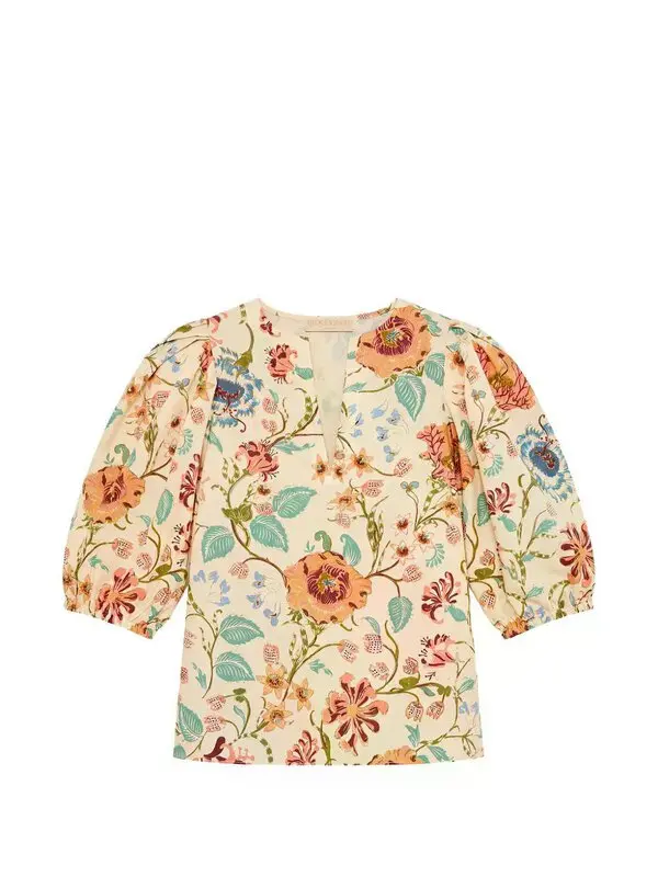 Ulla Johnson Florielle Floral-print Blouse - Neutrals