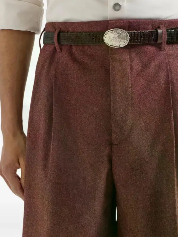 Brunello Cucinelli Virgin Wool And Cashmere Double Pleat Trousers - Red