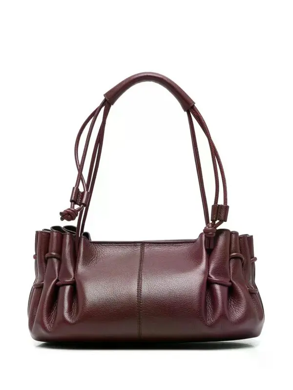 Hereu Ruched Leather Tote Bag - Red