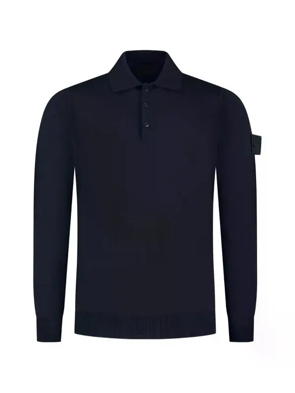 Stone Island Logo-patch Long-sleeve Polo Shirt - Blue