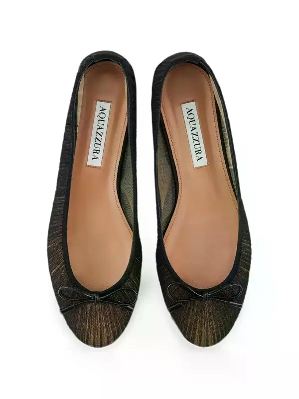 AQUAZZURA Voile Bow-detail Ballet Flats - Black