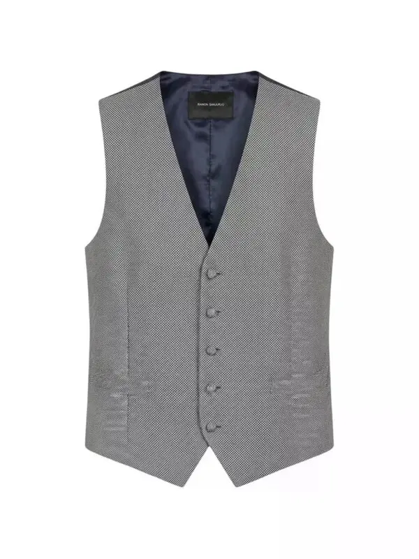 RAMON SANJURJO Geometric-pattern Single-breasted Waistcoat