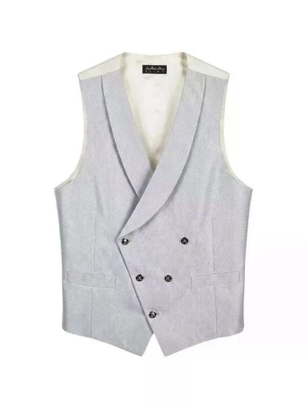 L.B.M. 1911 Double-breasted Micro-dot Waistcoat - Blue