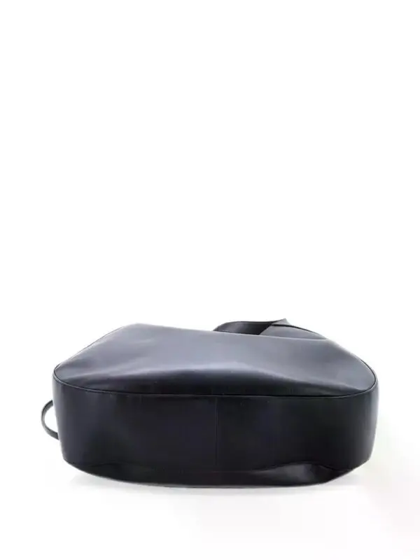 Prada Triangle Logo Curved City Calf Large Hobo Bag - Black