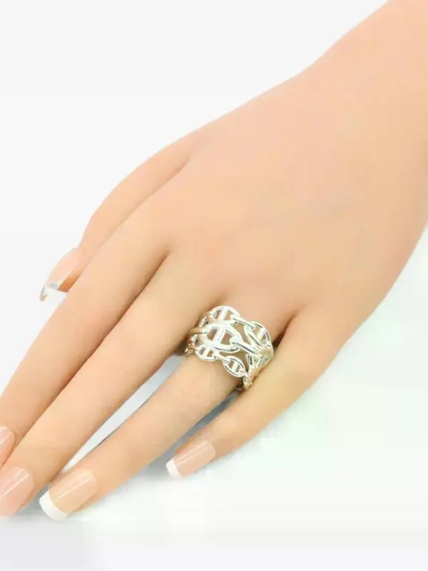 Hermès 2010s Gm Chaine D'ancre Enchauné Ring - Silver