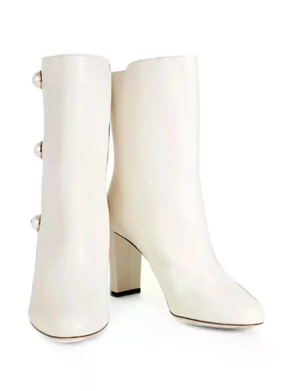 JIMMY CHOO Rina Faux-pearl Embellished Ankle Boots - White