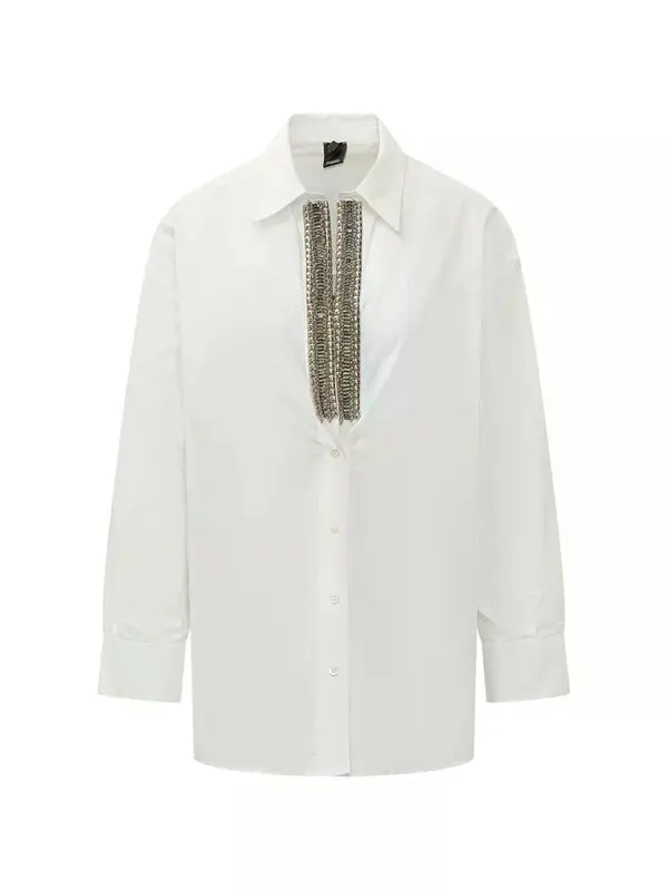 Pinko Capirai Crystal-embellished Poplin Shirt - White