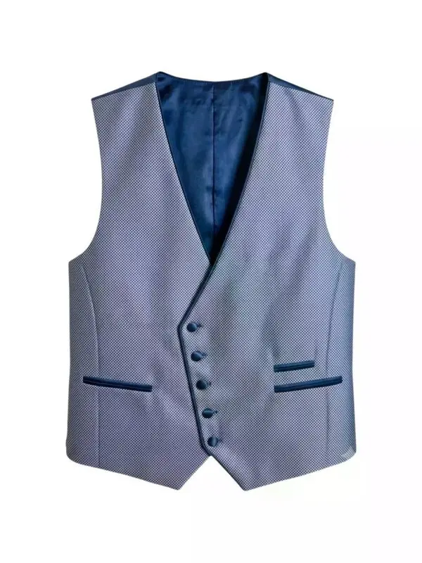 ETIEM TEXTIL S.L. Single-breasted Waistcoat With Micro-patterned Texture And Satin-finish Trim