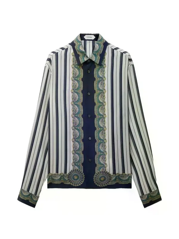 Versace Printed Silk Crêpe De Chine Regular Shirt - Neutrals
