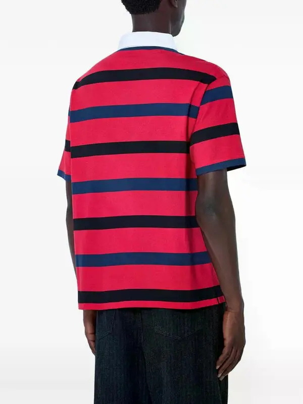 Prada Striped Short-sleeved Polo Shirt - Red