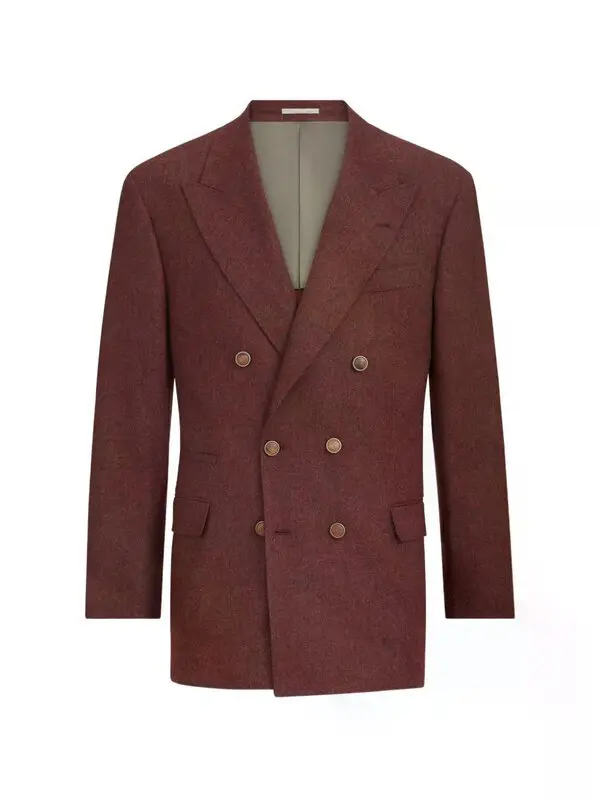 Brunello Cucinelli Virgin Wool And Cashmere Flannel Cavallo Tailor Blazer - Red