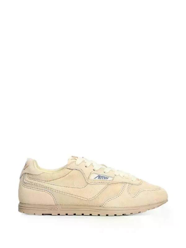 AUTRY Windspin Pony-hair Logo-patch Sneakers - Neutrals
