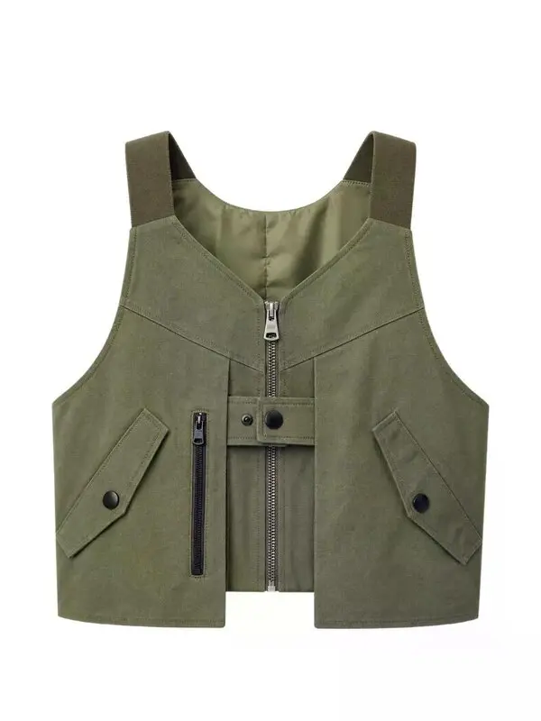 Andersson Bell Zip-up Panelled Vest - Green