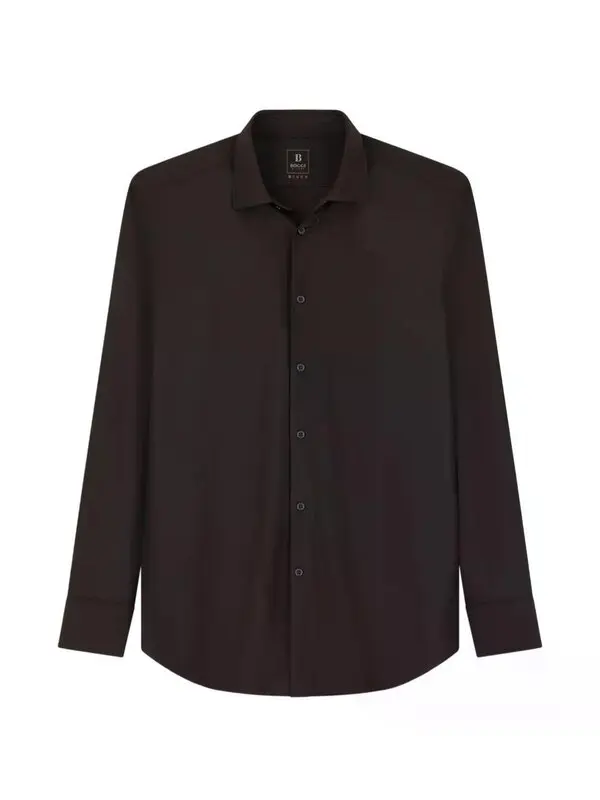Boggi Milano Shirt In Stretch Nylon B Tech Slim Fit - Brown