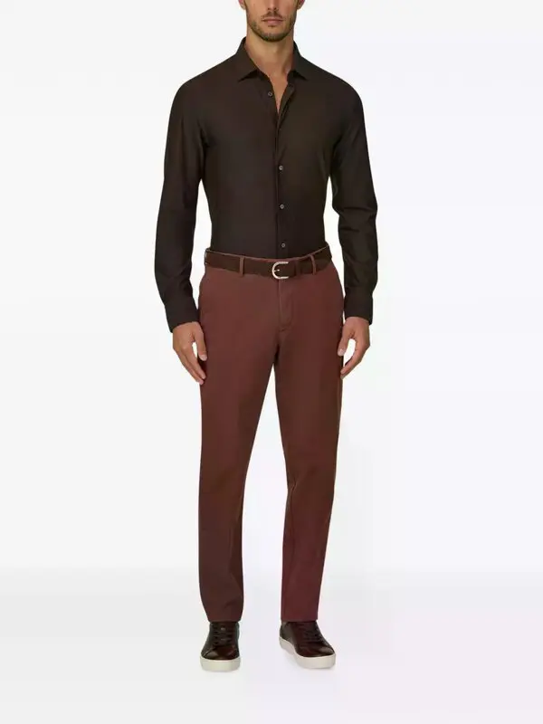 Boggi Milano Shirt In Stretch Nylon B Tech Slim Fit - Brown