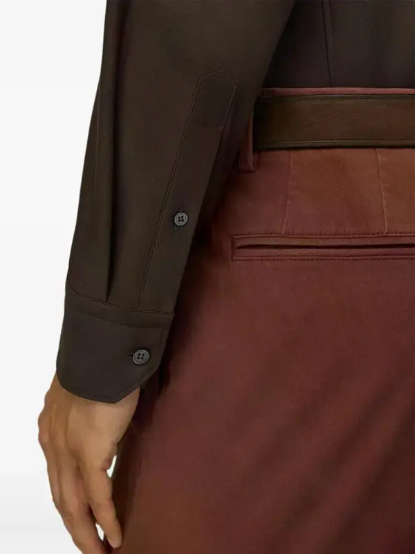 Boggi Milano Shirt In Stretch Nylon B Tech Slim Fit - Brown
