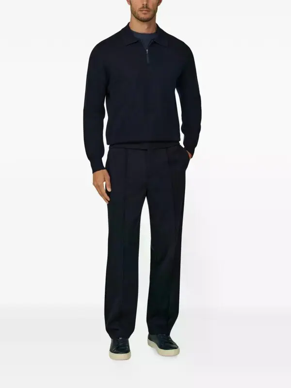 Boggi Milano Knitted Polo Shirt Quarter-zip Wool Blend Wooltech