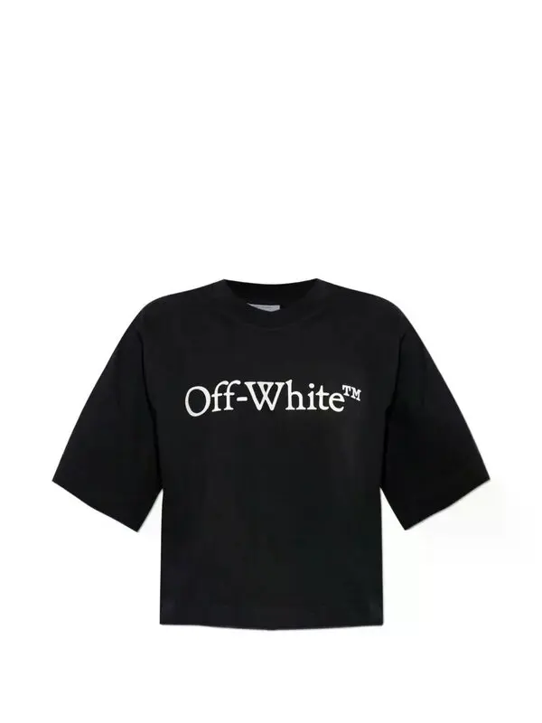 Off-White Logo-print Cropped T-shirt - Black