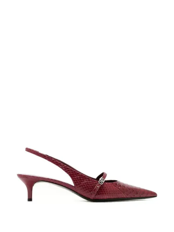 Tory Burch Double T Snakeskin-effect Pumps - Red