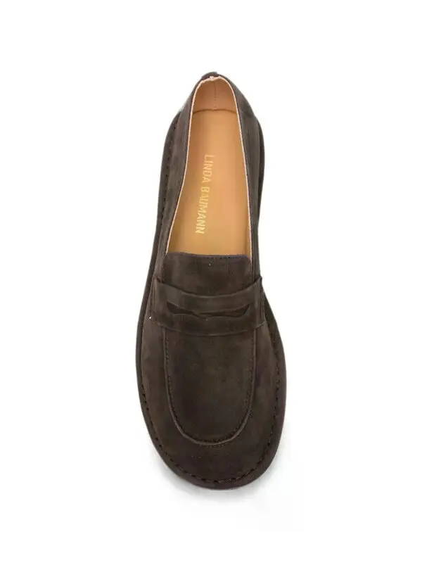 LINDA BAUMANN Suede Penny Loafers