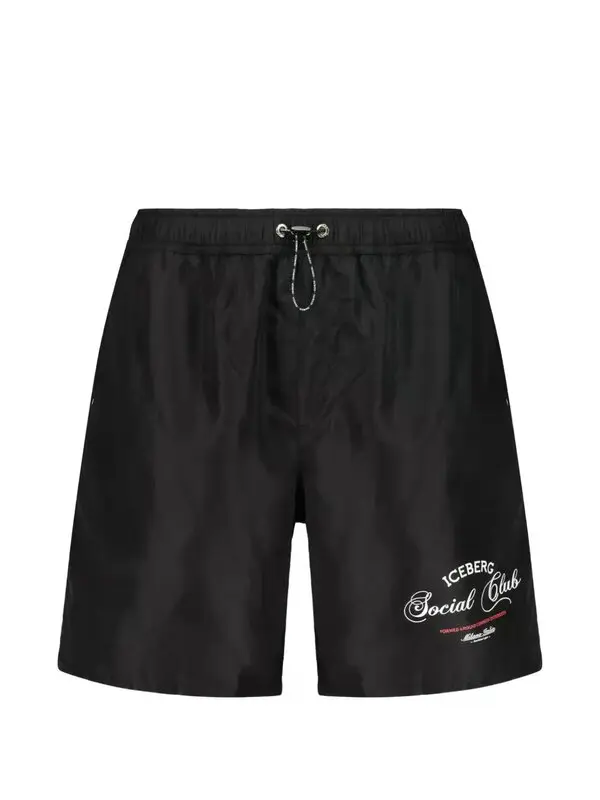 Iceberg Logo-print Graphic-print Swim Shorts - Black