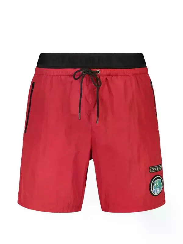 Iceberg Logo-patch Drawstring Swim Shorts - Red