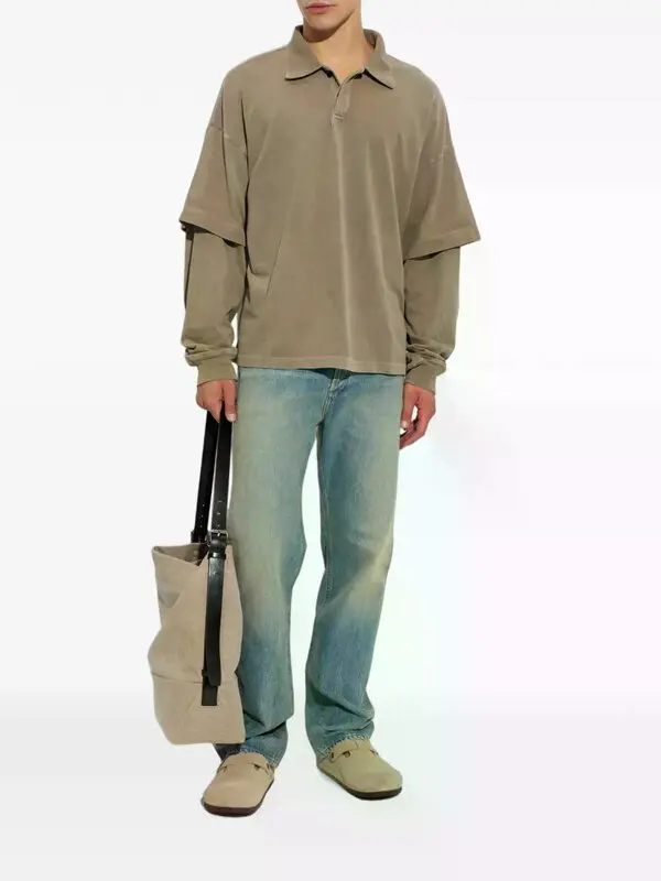 AGOLDE Layered-sleeve Polo Shirt - Neutrals