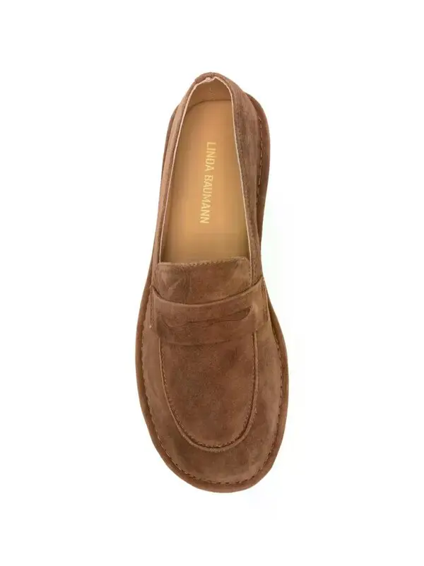 LINDA BAUMANN Suede Penny Loafers